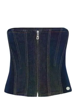 Jean Paul Gaultier Denim Zip Corset Top - Blue