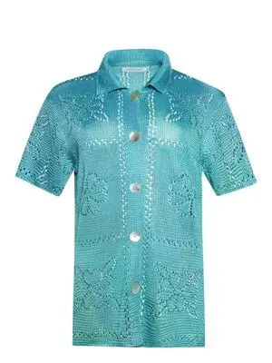 Calle Del Mar Floral Tile Short-sleeve Shirt - Blue