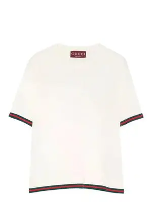 Gucci Striped-trim T-shirt - White
