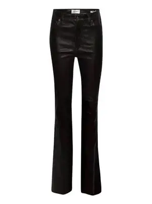 FRAME The Reboot Flared Leather Trousers - Black