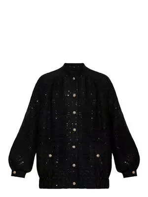 Alessandra Rich Sequin Button Jacket - Black