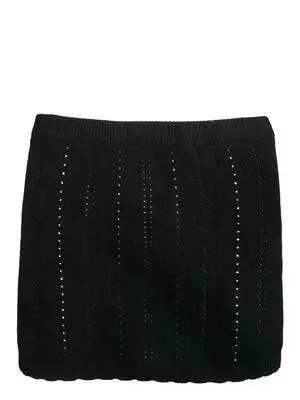 FRAME The Getaway Open-knit Mini Skirt - Black