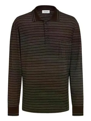 FERRAGAMO Long-sleeve Striped Polo Shirt - Brown