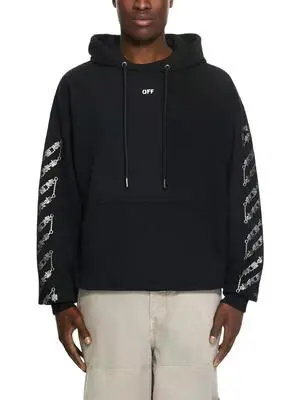 Off-White Chain Arrow Diagonal Drawstring Hoodie - Black