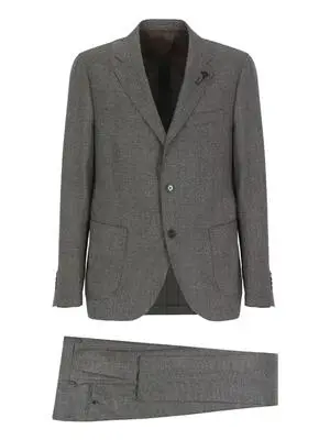 LARDINI Flower-button Suit - Grey