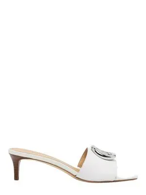 Michael Kors 40mm Logo Kitten Heel Sandals - White