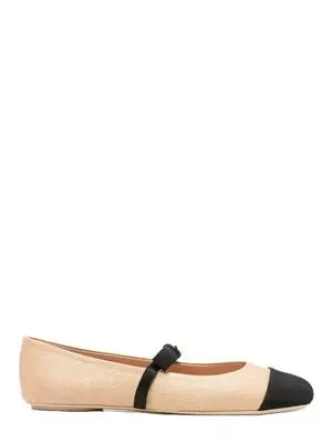 GIANVITO ROSSI Bow-detail Ballerina Flats - Neutrals