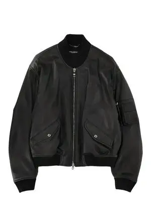 Dolce & Gabbana Leather Zip-up Jacket - Black
