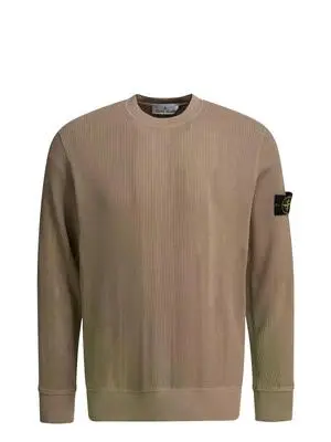 Stone Island Waffle-knit Logo-patch Sweatshirt - Neutrals