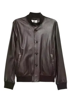 Kiton Buttoned Leather Jacket - Brown