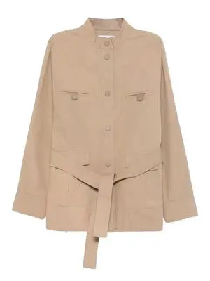YVES SALOMON Button-up Belted Coat - Brown