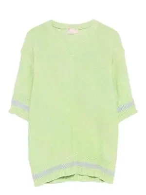 Versace 2000s Striped V-neck Top - Green