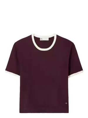Tory Burch Contrast-trim T-shirt - Brown