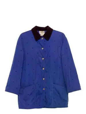 Hermès 1990s Collared Button Coat - Blue