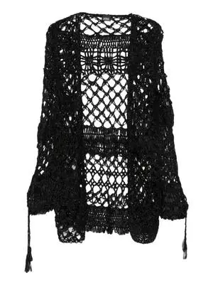 Gianfranco Ferre Crochet Tassel Jacket - Black