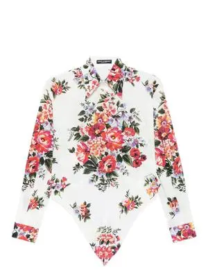 Dolce & Gabbana Floral-print Long-sleeve Shirt - White