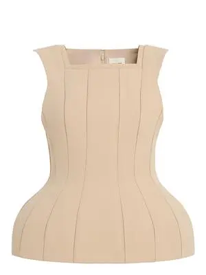 Khaite Dani Sleeveless Peplum Top - Tea Stain