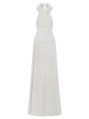 Ila Lune Halter-neck Chiffon Maxi Dress With Corset - White