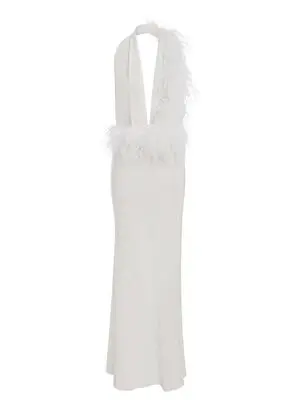 Ila Talia Feathered Maxi Dress - White