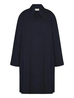 THE ROW Dayton Relaxed Wool Gabardine Coat Dark Navy