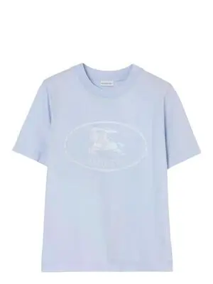 Burberry Knight-stamp Cotton T-shirt - Blue