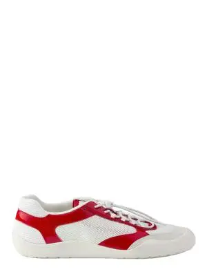Prada Speedrock Patent Leather And Mesh Fabric Sneakers - White