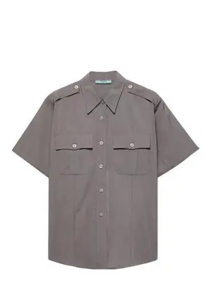 Prada Short-sleeved Poplin Shirt - Grey