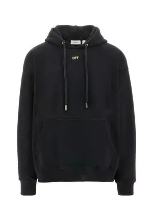 Off-White Cotton Hooded Sweatshirt - Black