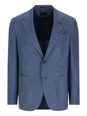 Zegna Single-breasted Linen Blazer - Blue
