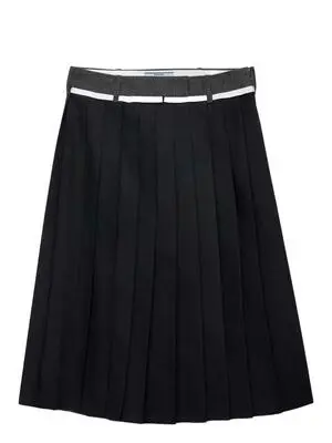 Prada Pleated Rush Stitch Midi Skirt - Blue