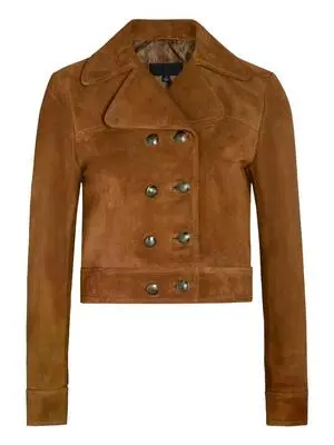 NILI LOTAN Double-breasted Leather Jacket - Brown