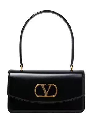 Valentino Garavani Logo-plaque Leather Shoulder Bag - Black