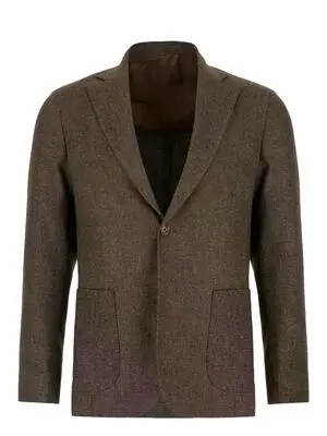 BARBA NAPOLI Melange Wool Blazer - Brown