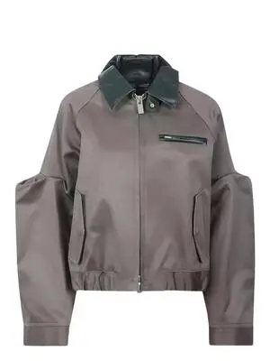 Sacai Leather-collar Shirt Jacket - Grey