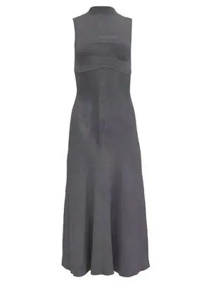 Staud Ribbed Knit Sleeveless Midi Dress - Grey