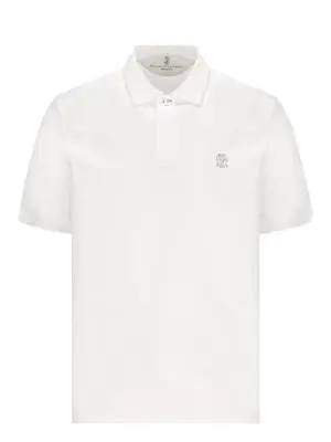 Brunello Cucinelli Embroidered-logo Polo Shirt - White