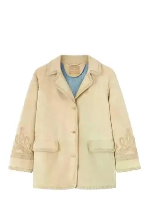 Ermanno Scervino Embroidery Suede Jacket - Neutrals