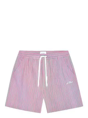 LES DEUX Seersucker Striped Swim Shorts - Pink