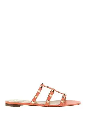 Valentino Garavani Rockstud Leather Sandals - Orange