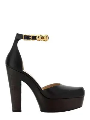 Chloé Ball-strap Leather Platform Pumps - Black