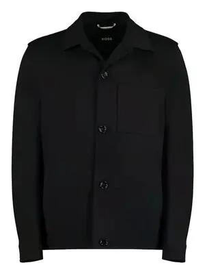 BOSS Buttoned Pocket Overshirt - Black