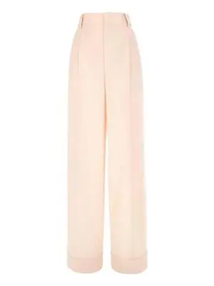 Alberta Ferretti Cuffed Trousers With Pocket - Pink