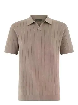Boggi Milano Open-neck Ribbed T-shirt - Neutrals