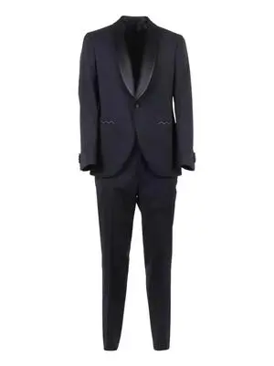 LUIGI BIANCHI MANTOVA Shawl-collar Zig-zag Suit - Blue