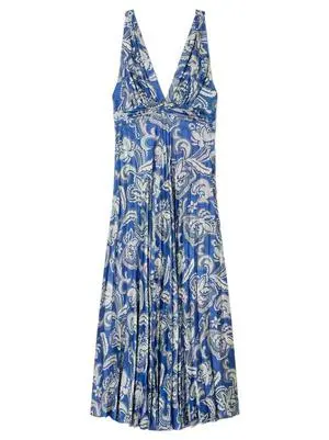 Sandro V-neck Paisley-print Dress - Blue