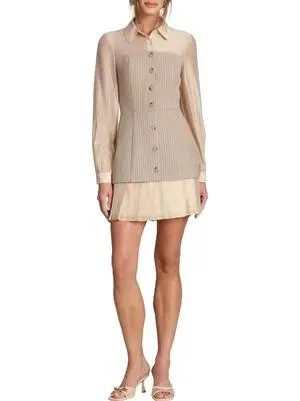 Avec Les Filles Twofer Mini Dress - Khaki And Cream