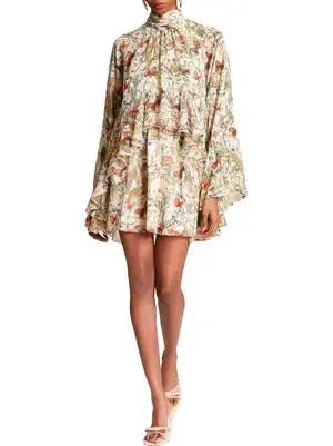 AVEC LES FILLES Avec Les Filles Mixed Print Long Sleeve Minidress