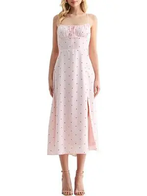 ALL IN FAVOR Polka Dot Sleeveless Midi Dress - Blush Burgundy