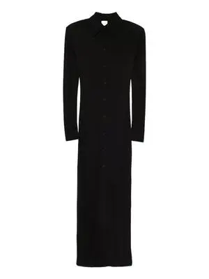 Nanushka Shoulder Pad Maxi Shirt Dress - Black