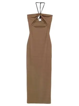 Nanushka Strap Detail Bandeau Midi Dress - Brown